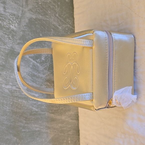 GUERLAIN | Bags | Guerlain Paris Shimmer Gold Square Cosmetic Bag ...